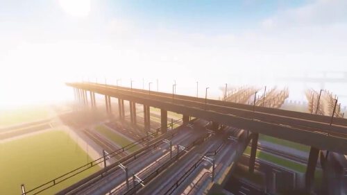 在MC体验高架城市穿梭--花目轨道交通示范线一期POV