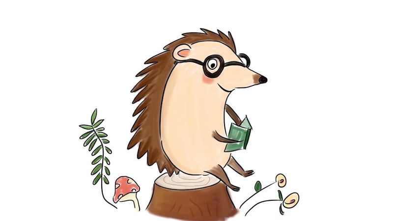 如何画出森林中认真看书的刺猬儿童简笔画