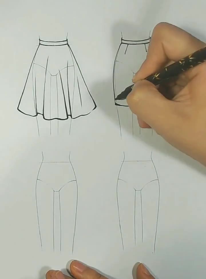 _四种基本款短裙 画画教程 服装设计 零基础学画画