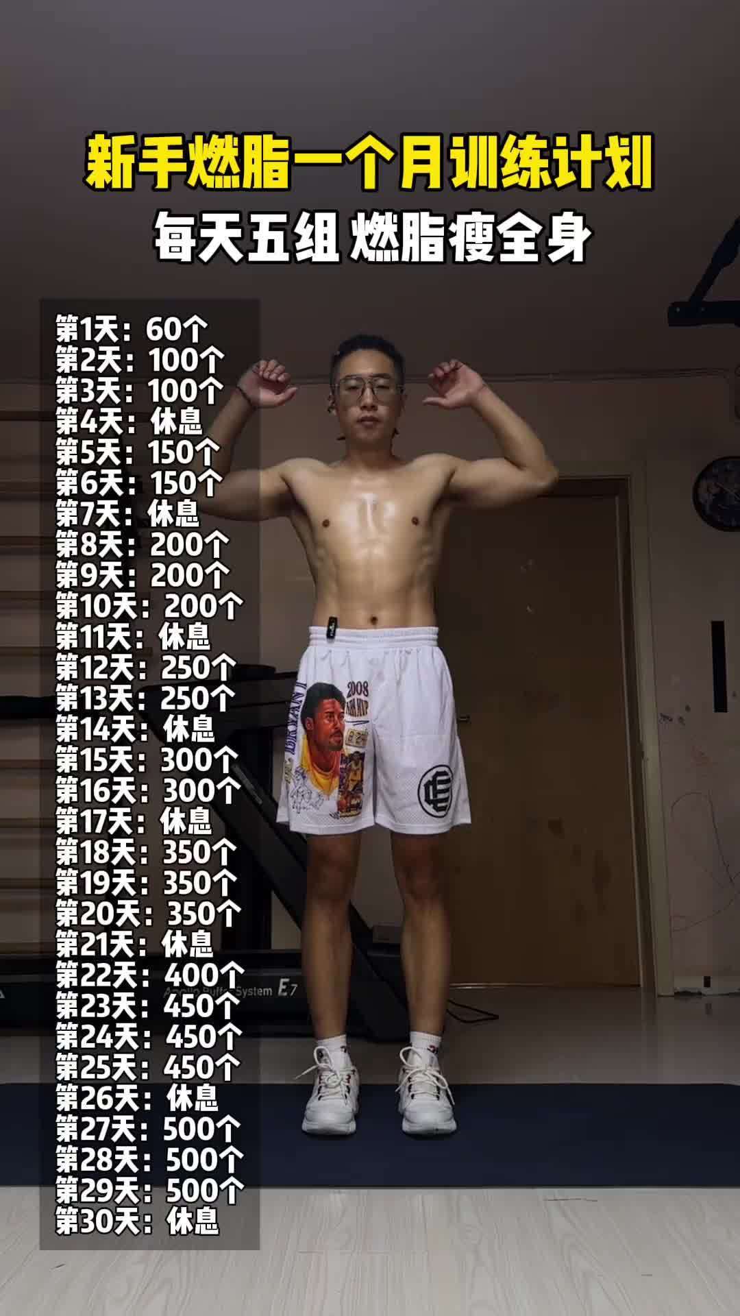 新手燃脂训练一个月计划,分组锻炼,循序渐进,运动贵