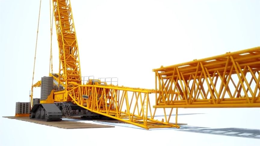 两分钟的3D动画,展示利勃海尔吊车组装的全过程!