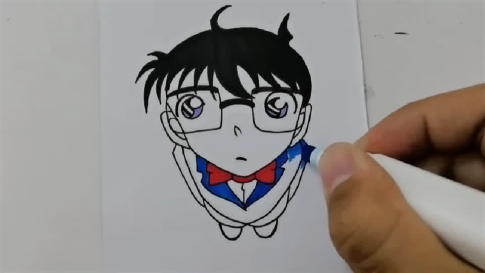 柯南绘画教程来啦!快来简笔画学!画画柯南名侦探柯南