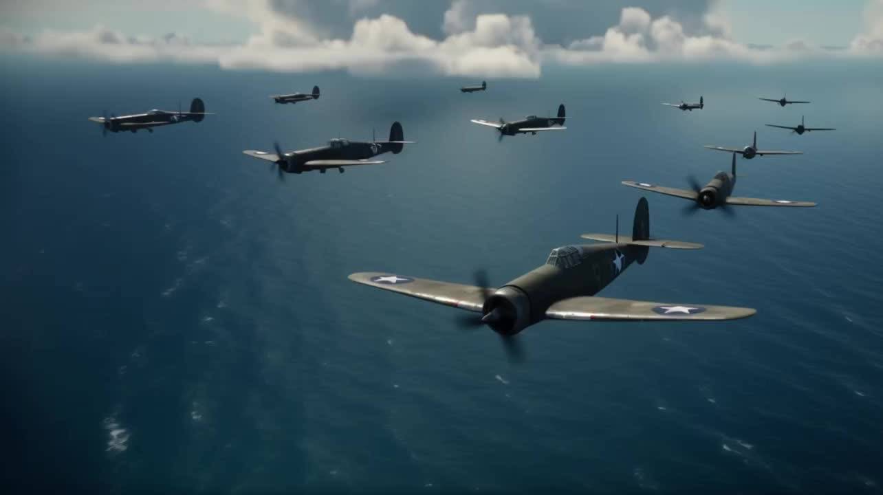 我又用Midjourney重置的中途岛战役的片段
