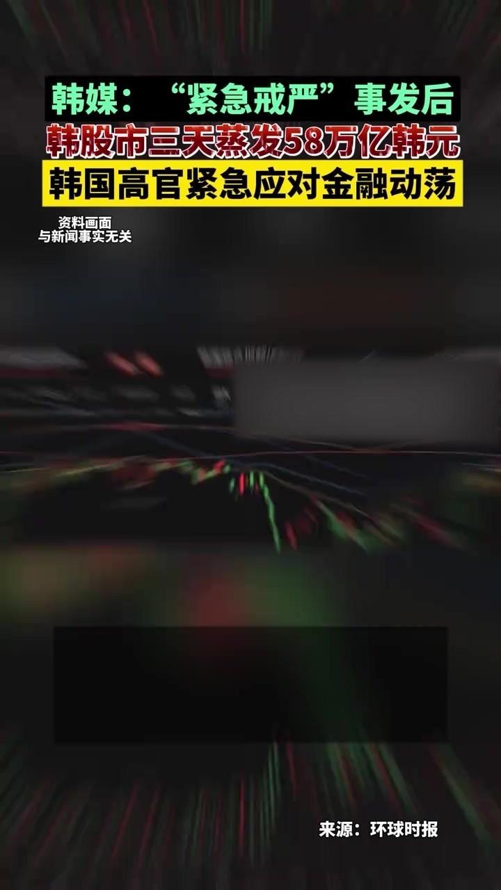 韩媒:"紧急戒严"事发后,韩股市三天蒸发58万亿韩元,韩国高官紧急应对金融动荡