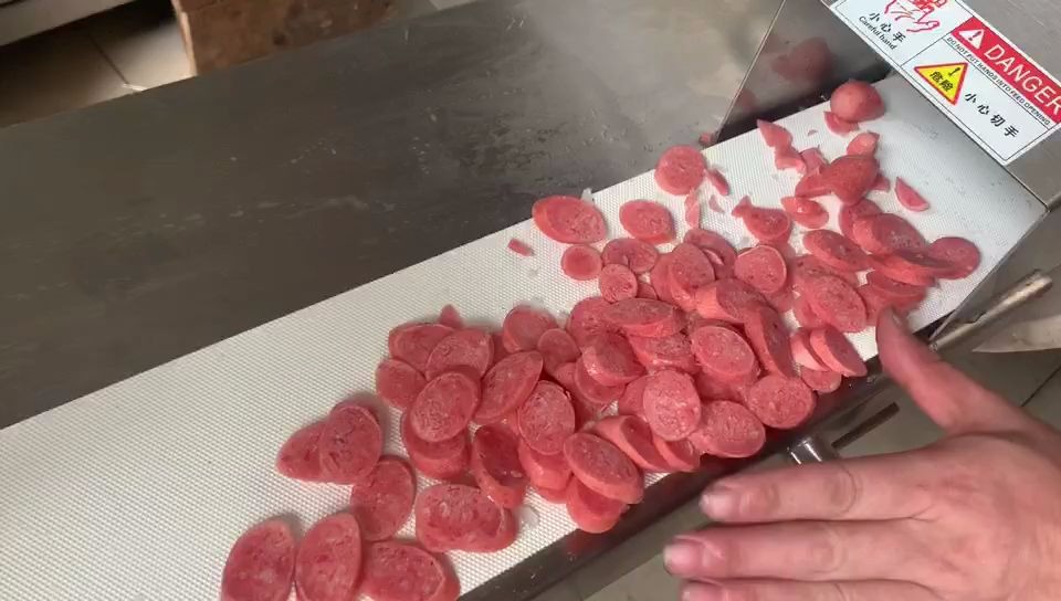 香肠切片机,腊肠切片机,烤肠热狗切斜片机操作视频