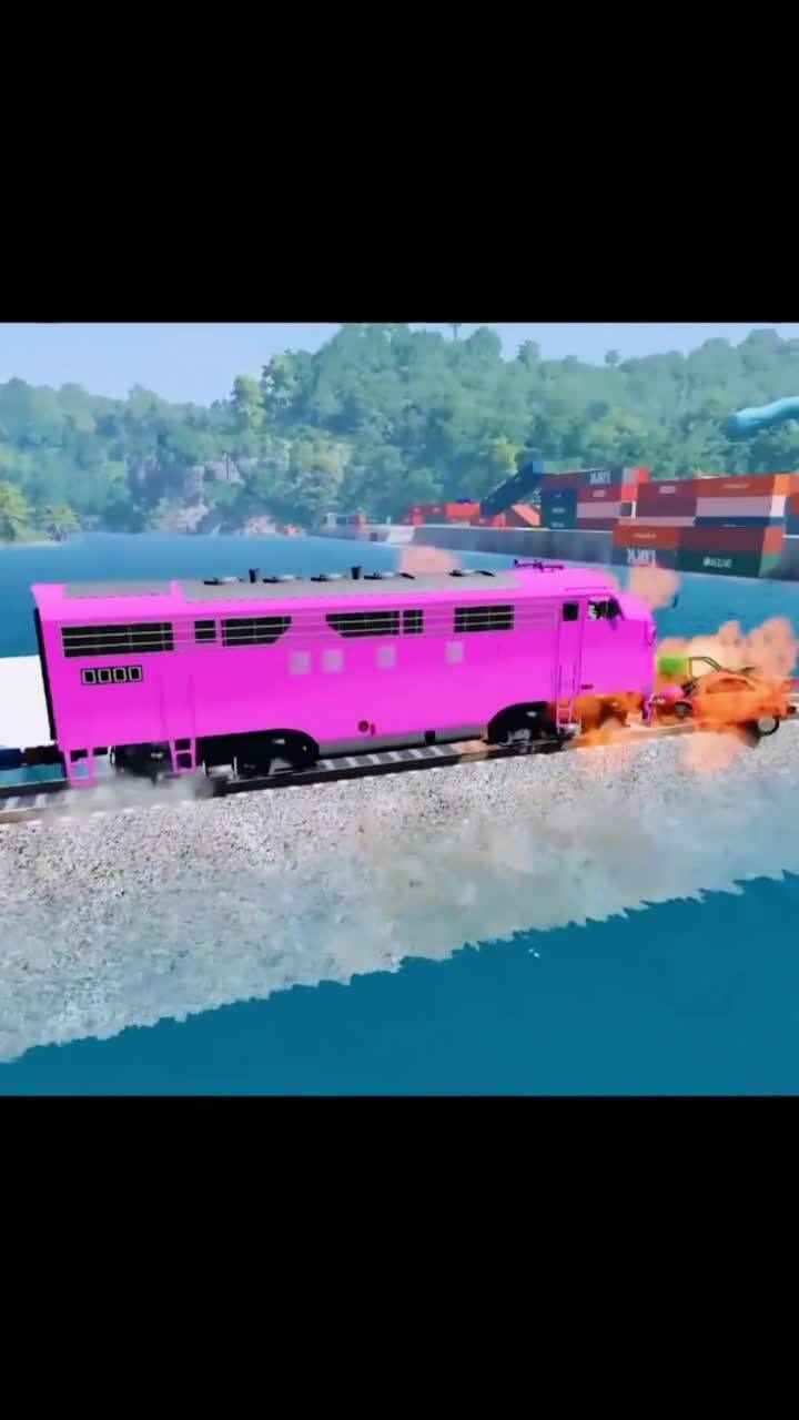 动漫:小汽车和轮船撞到了火车轨道 工程车动画片大全