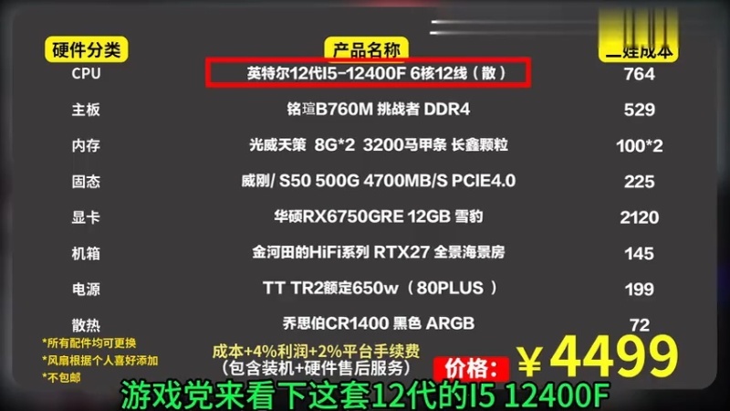 4499元就可以在2K分辨率拉满画质畅玩所有游戏,有需要的同学可以抄...