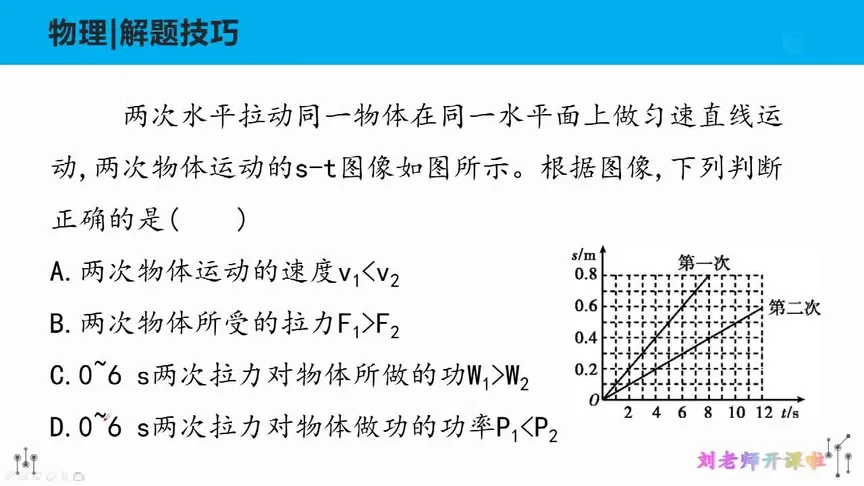 物理中考真题,由物体运动的S-t图像,如何求出V、F、W、P的值?