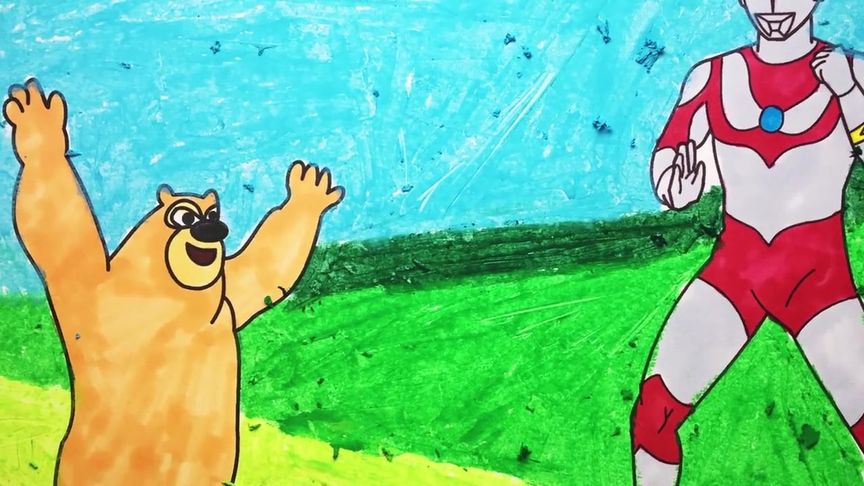 熊出没 杰克奥特曼帮助熊大破坏光头强的砍树计划简笔画