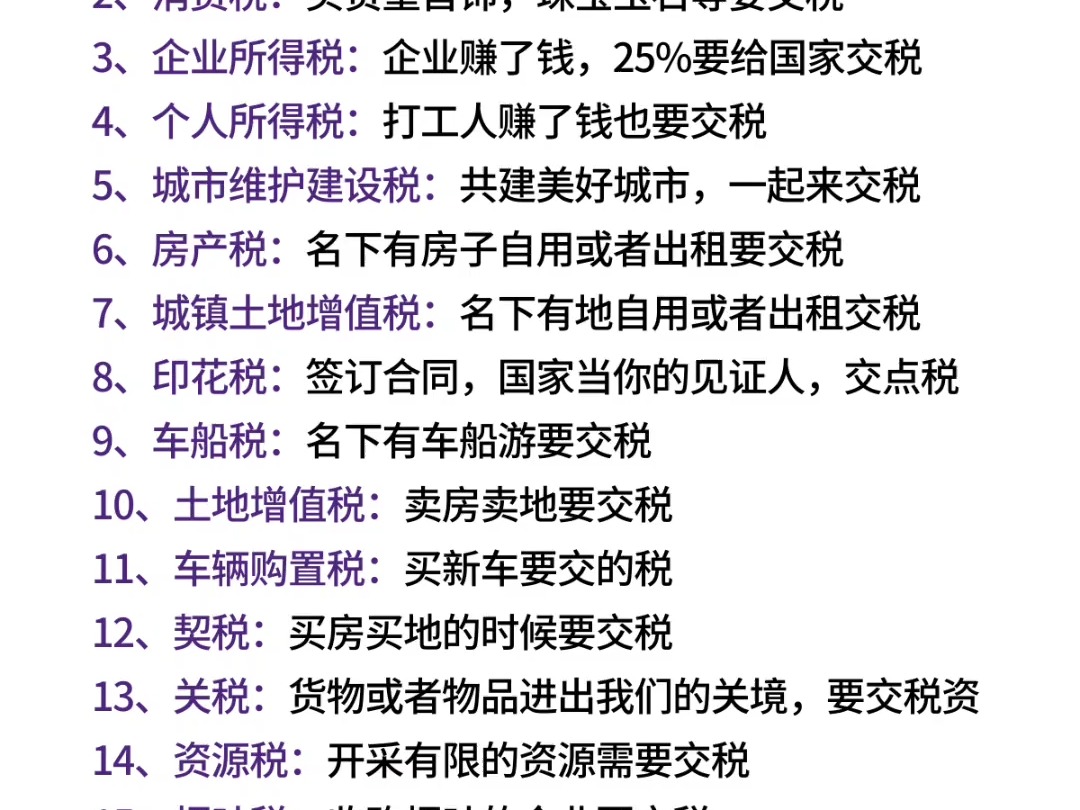 ...王会计太厉害了,把18个税种归纳成大白话解释。各税种的计算公式和...