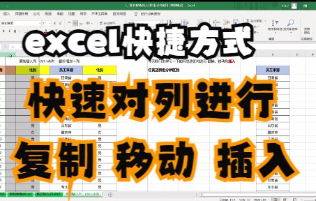 1、excel 快速对列进行复制、移动和插入的快捷键
