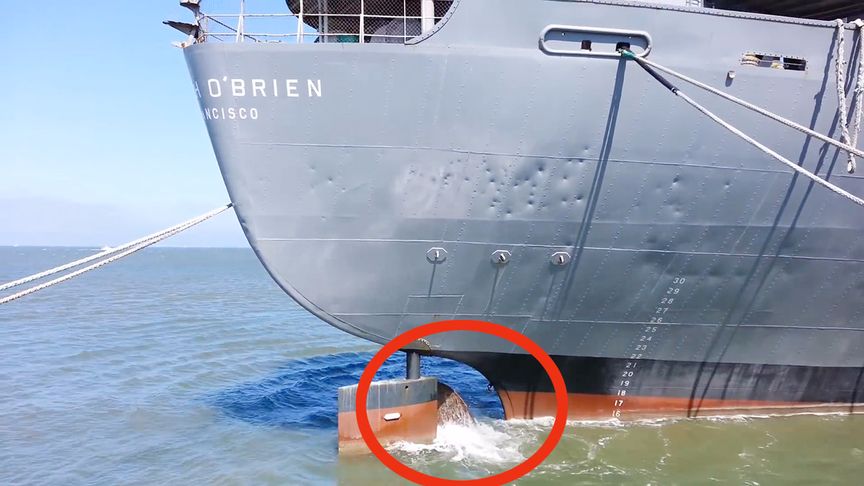 实测:轮船上的大型螺旋桨在水中旋转时,这马力是有多大?