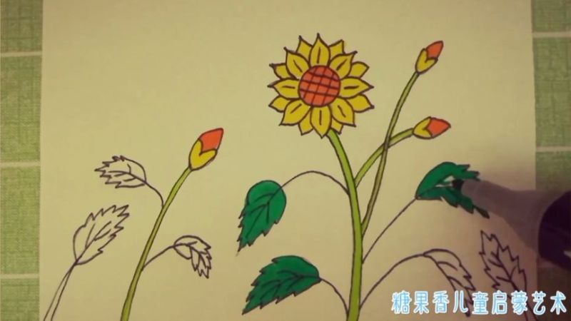 创意儿童画花卉向日葵简笔画漫画卡通动漫小朋友学画画亲子育儿
