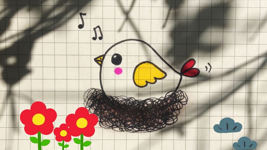 简笔画 芽木教你一分钟画鸟窝,给小鸟一个温暖的家园!