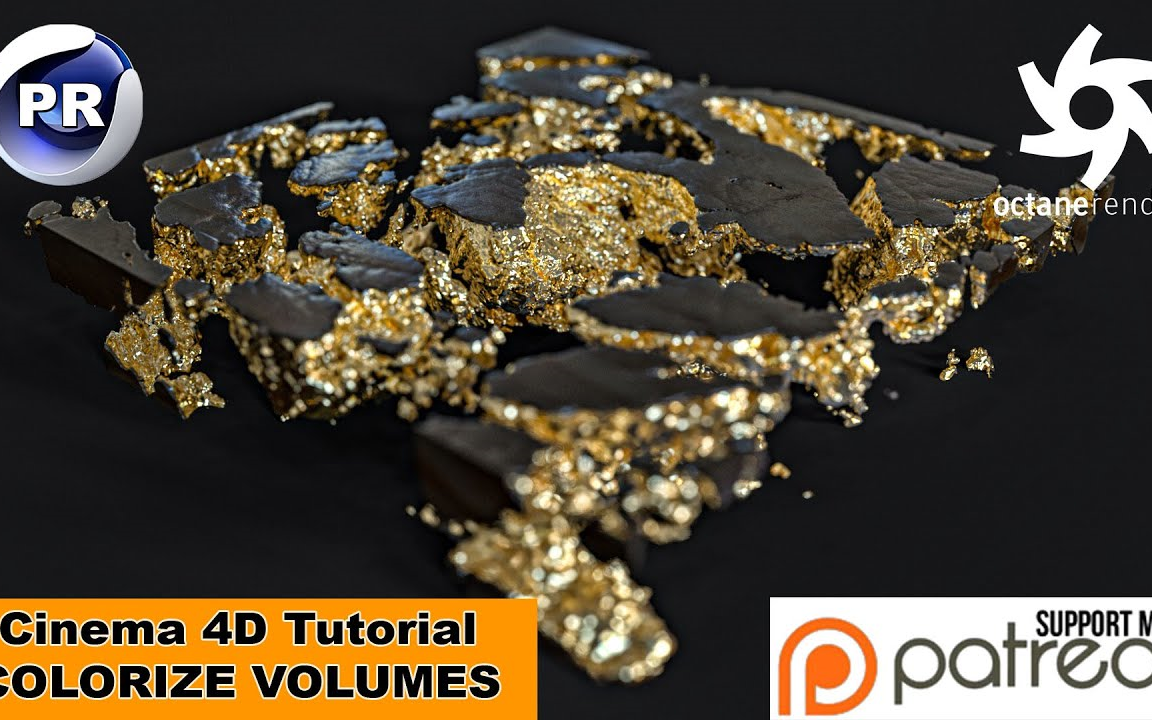 【C4D制作金色破碎镂空效果】【C4D教程】【C4D动态图形教程】【...