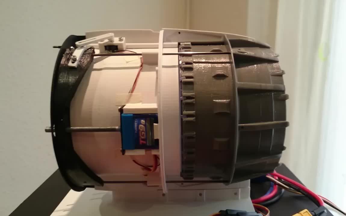 Harcoreta大神的3D打印涡扇发动机模型反推测试