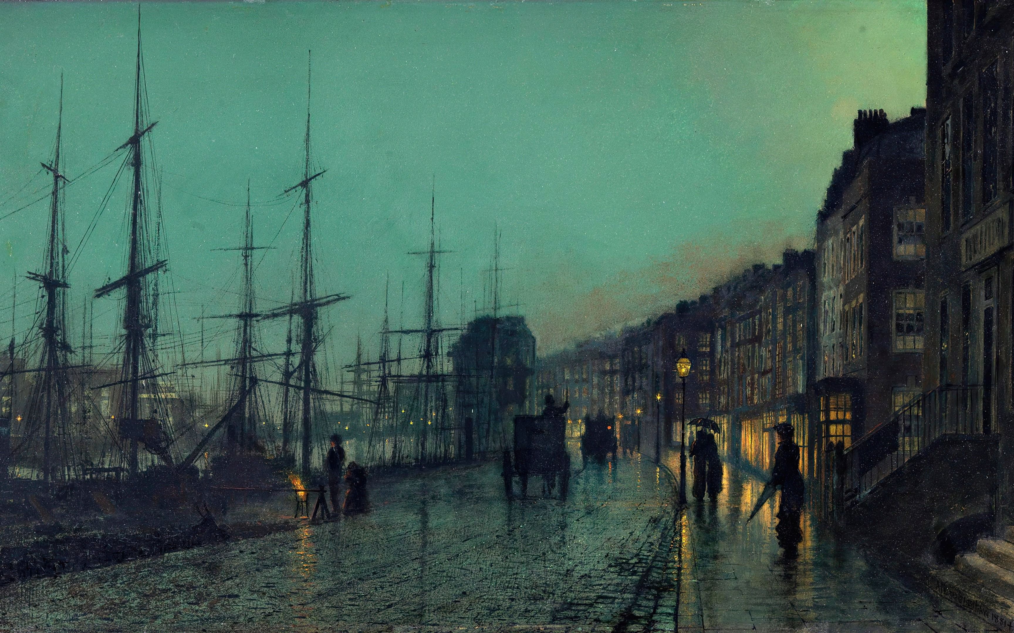 夜景画家 约翰·阿特金森·格里姆肖(John Atkinson Grimshaw)油画...