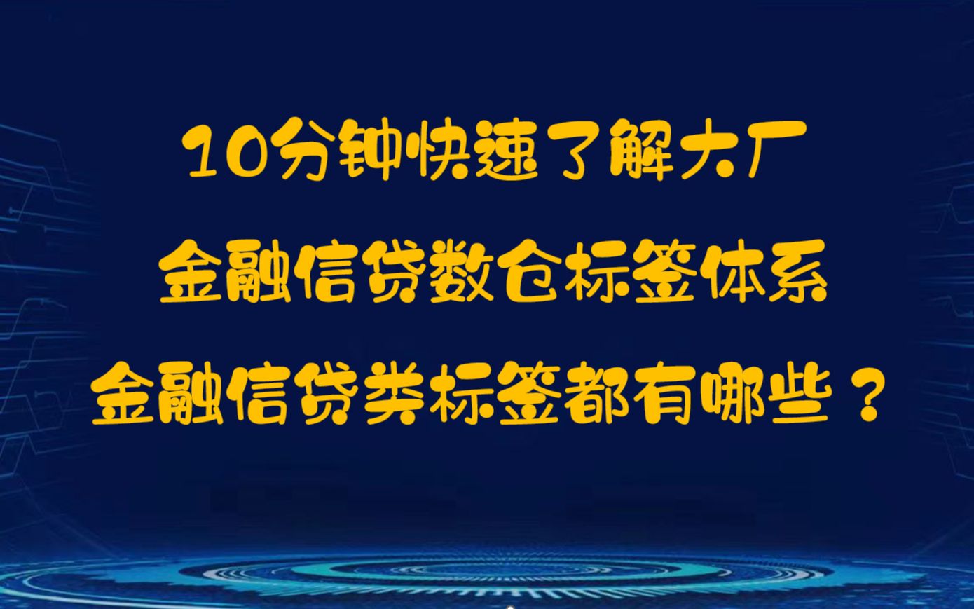 快速入门大厂金融信贷业务标签体系,金融信贷都有哪些标签?