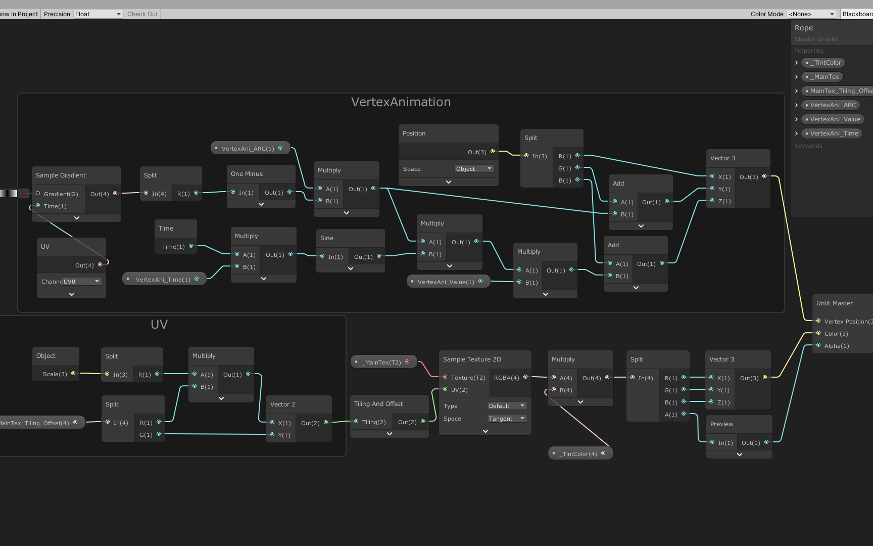 Shader Graph_自动缩放UV、摇摆的绳子