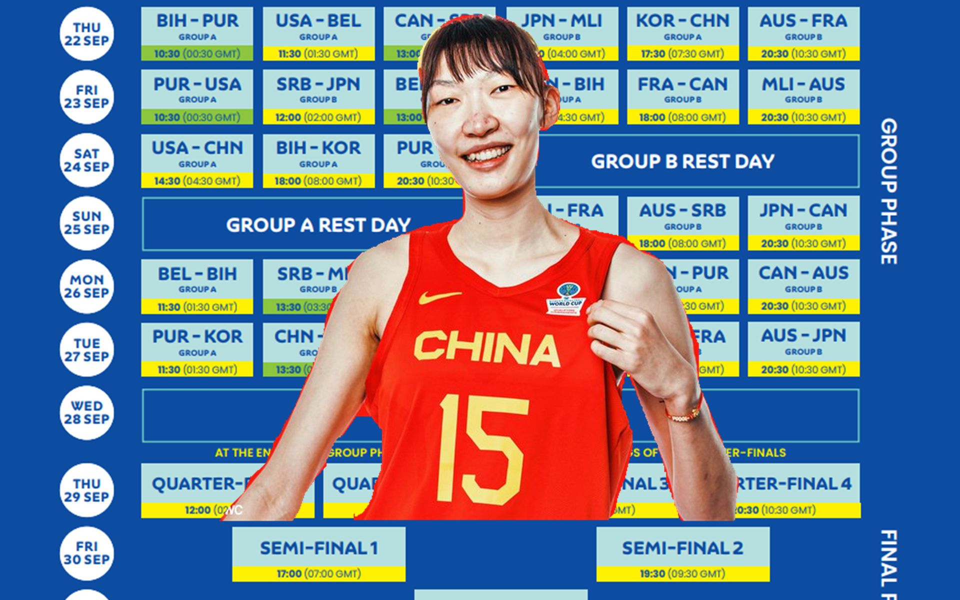 务必收藏!中国女篮最全赛程出炉,世界杯6天鏖战5场,首战捶韩国