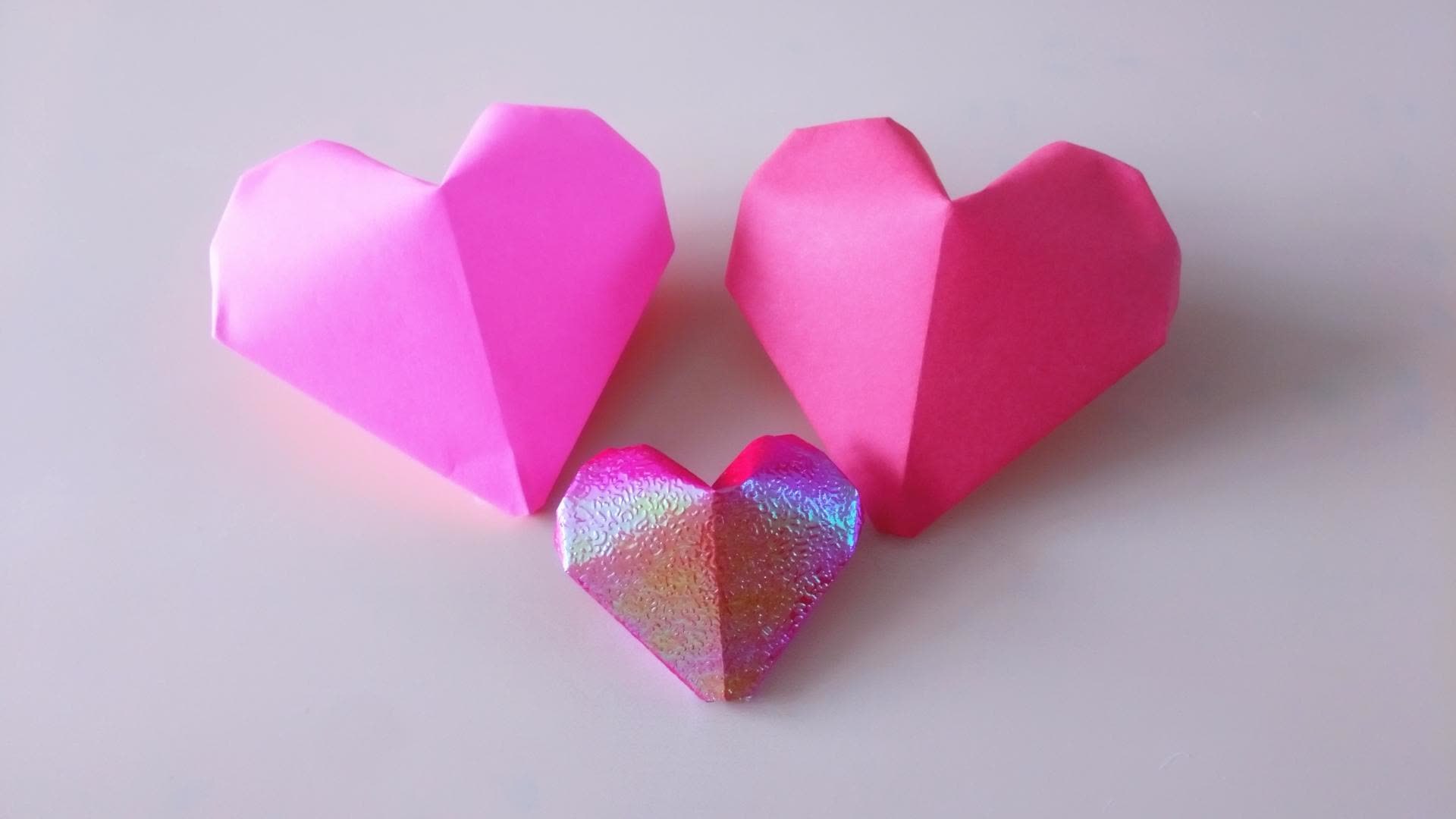 很简单的3D立体爱心折纸,一口气吹出个漂亮的心形,手工折纸视频