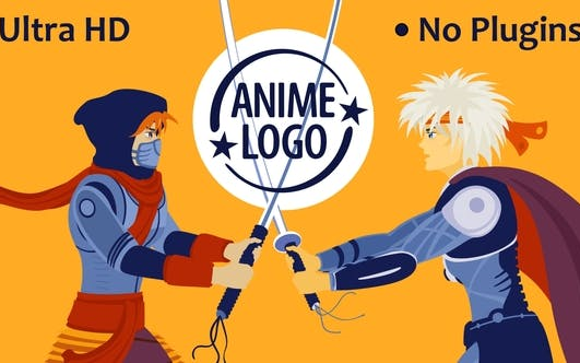 AE模板-刺客剑客武士游戏对决英雄动漫人物打斗卡通动画风格片头...