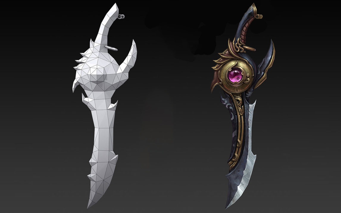 【3dmax游戏建模】简单小刀白模建模 展UV bp手绘贴图全流程 新手零...