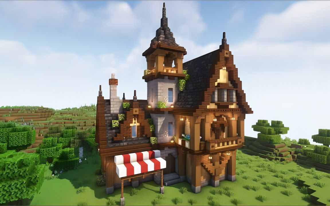 【Minecraft】中世纪庄园宅第_我的世界