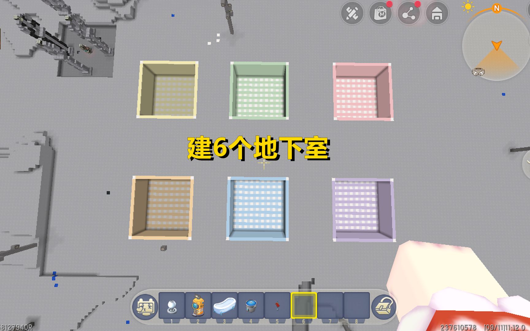 迷你世界:做6个天空地下室,涓涓和大猫比赛做科幻房子,谁能赢?