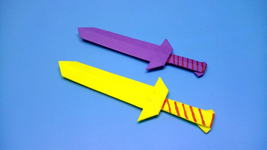 用纸折一把宝剑,简单易学又安全,折纸视频教程