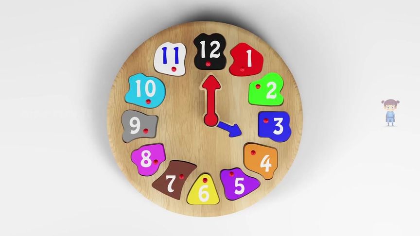 早教数字色彩认知:彩虹时钟拼图 学习认识时钟