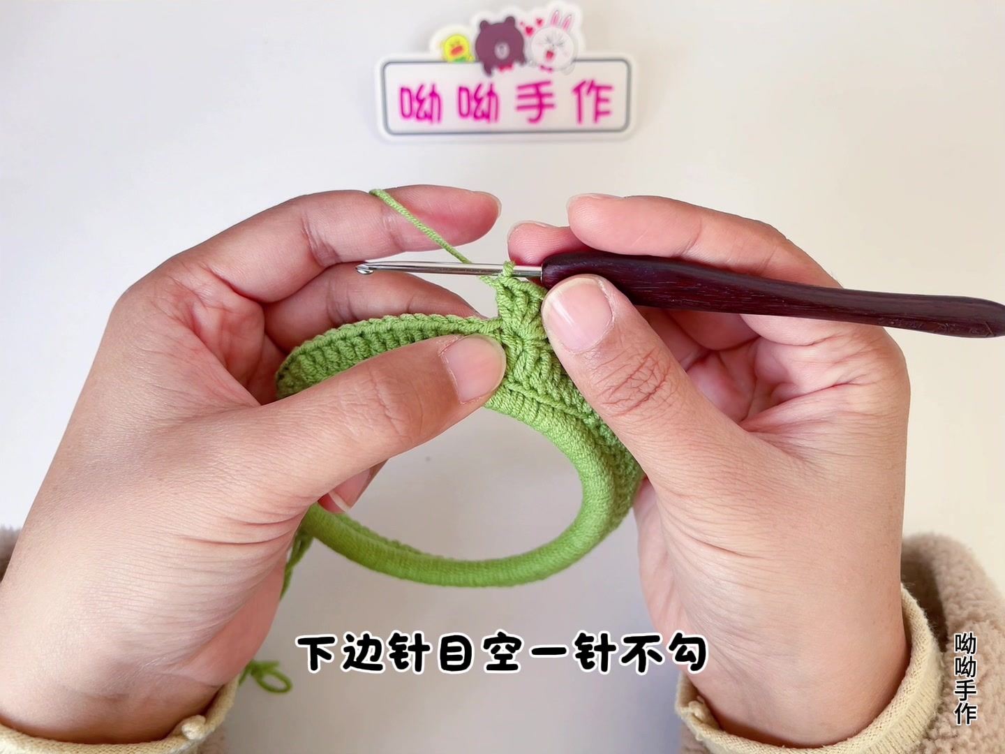 铃兰花车挂,完整教程,用线:萌娃娃四股线(浅军绿、奶白、亮黄),钩针:...