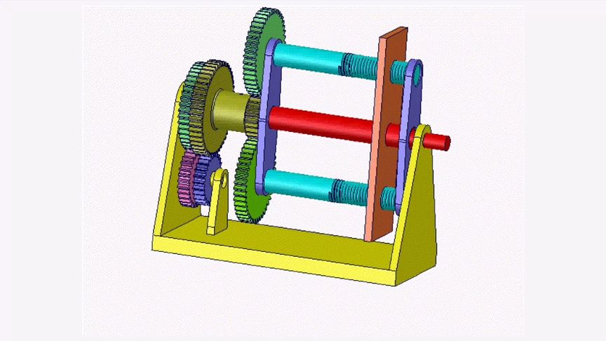 机械原理动画之齿轮螺旋差动机构!