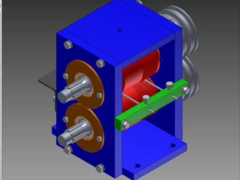 双齿轮滚筒牵引输送效直装置设计二三维模型图纸