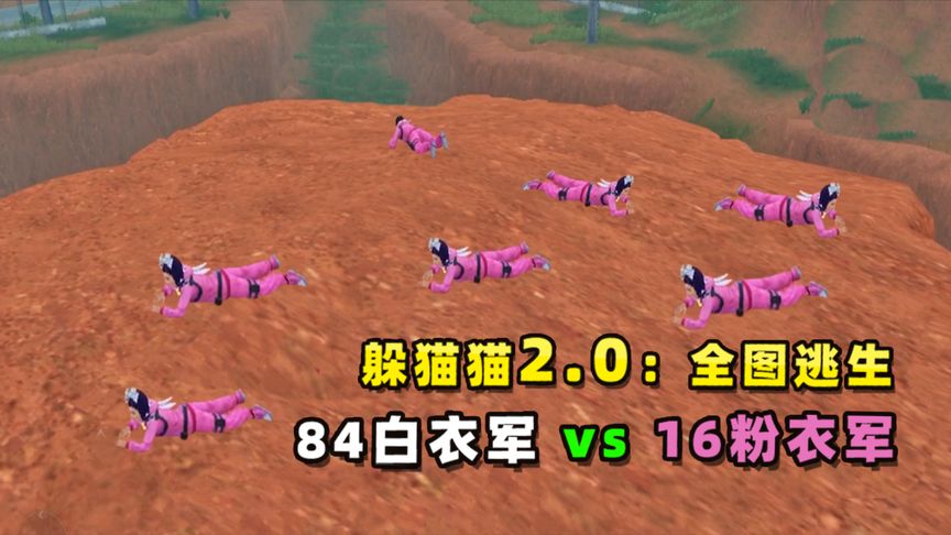 阿贝自定义:躲猫猫2.0,粉衣军全图躲,84名白衣军地毯式搜索!