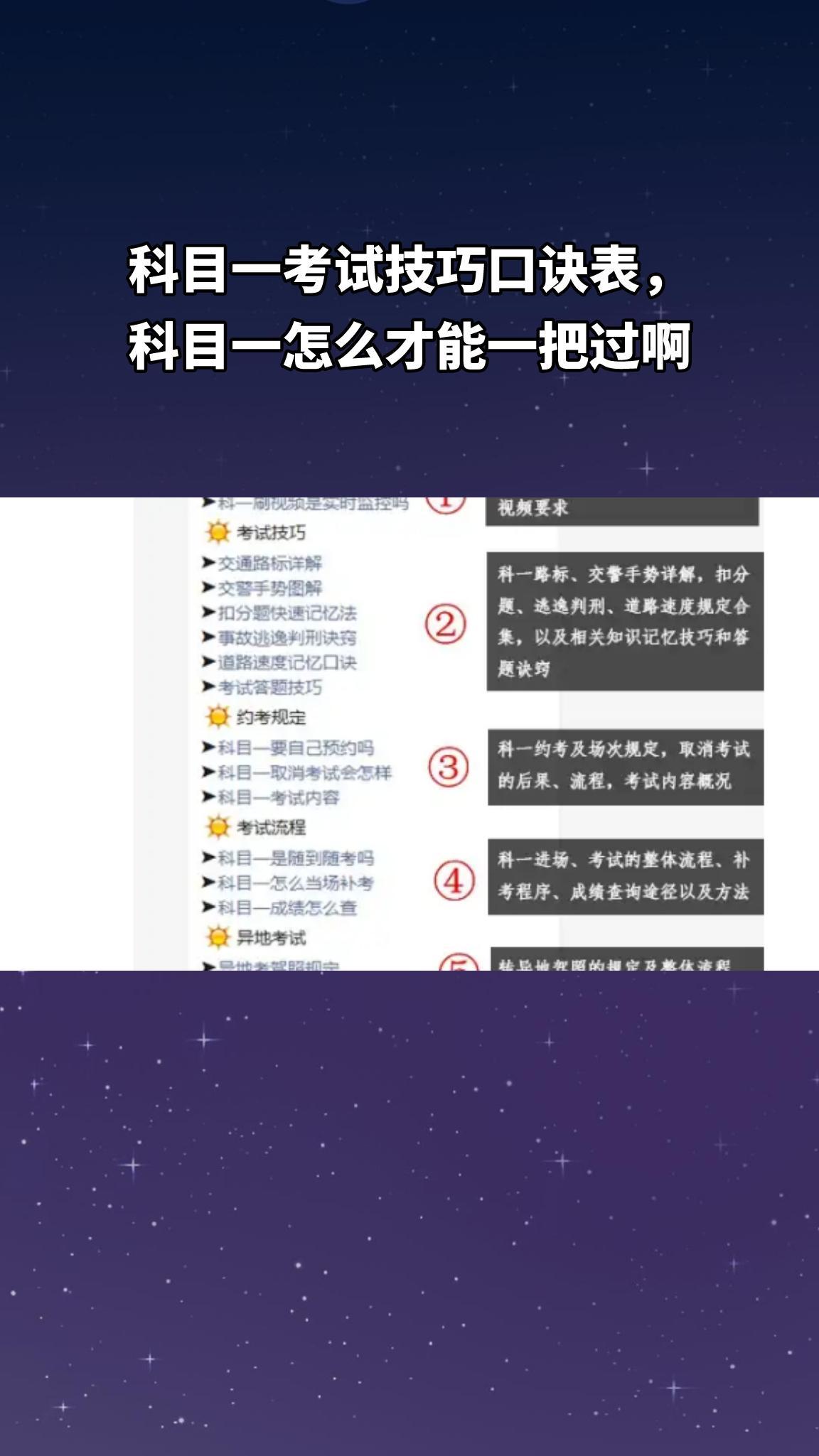 科目一考试技巧口诀表,科目一怎么才能一把过啊