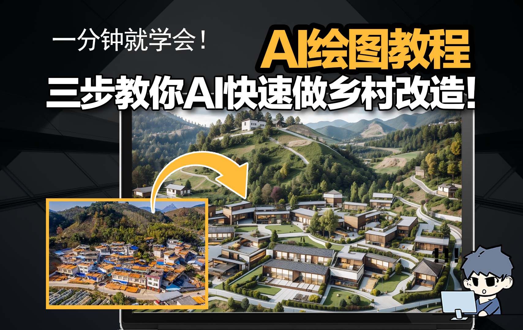 AI绘图教程|三步教你AI快速做乡村改造!一分钟就学会!