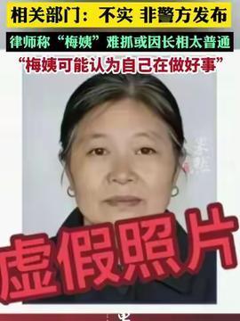 落网"梅姨"照片全网流传,相关部门:不实,非警方发布;律师称"梅姨"难抓...