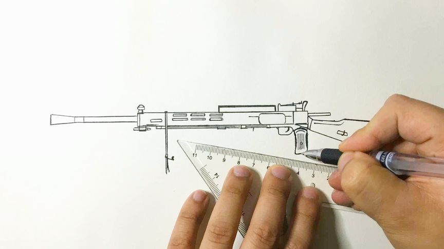 刺激战场:画一把新上线的机枪,“大盘鸡”DP-28