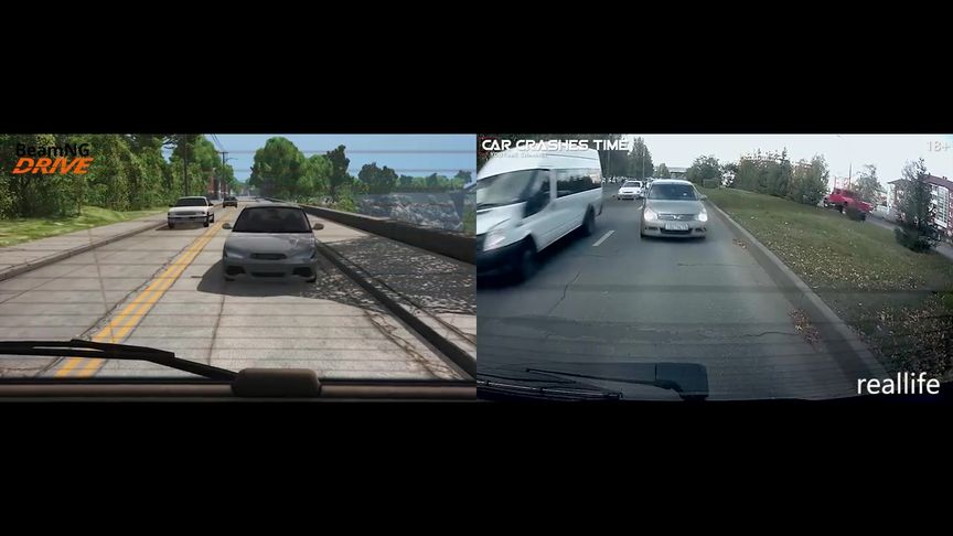 BeamNG:车祸瞬间、现实世界VS虚拟世界