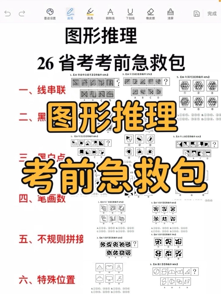 26省考图形推理考前急救来了!! 六大类热门考点,30多道20-26年最新...