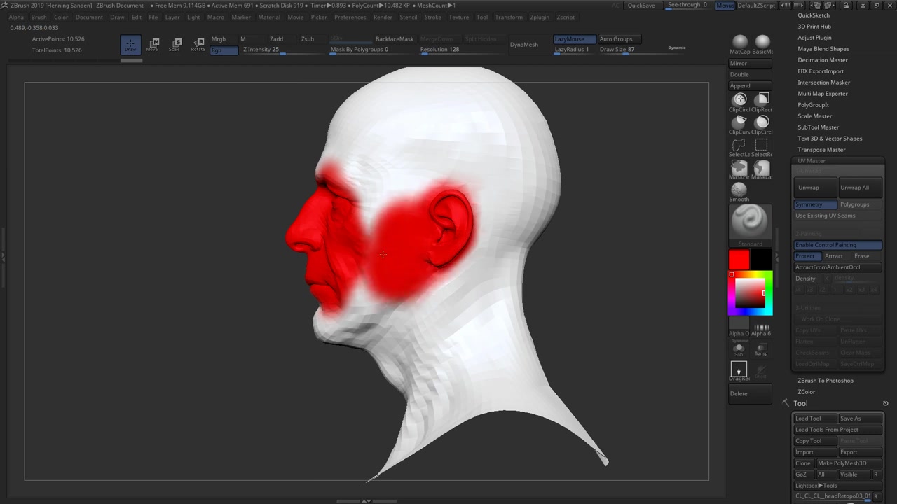 (ZBrush)如何使用UV Master在ZBrush中快速的拆分UV