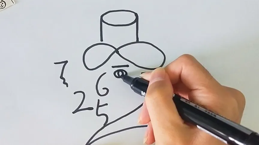 有趣的数字简笔画,1到10画魔术师!