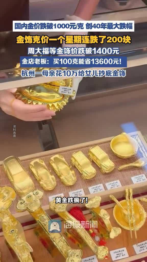 国内金价跌破1000元克,创40年最大跌幅! 台州晚报 人民日报 21世纪...