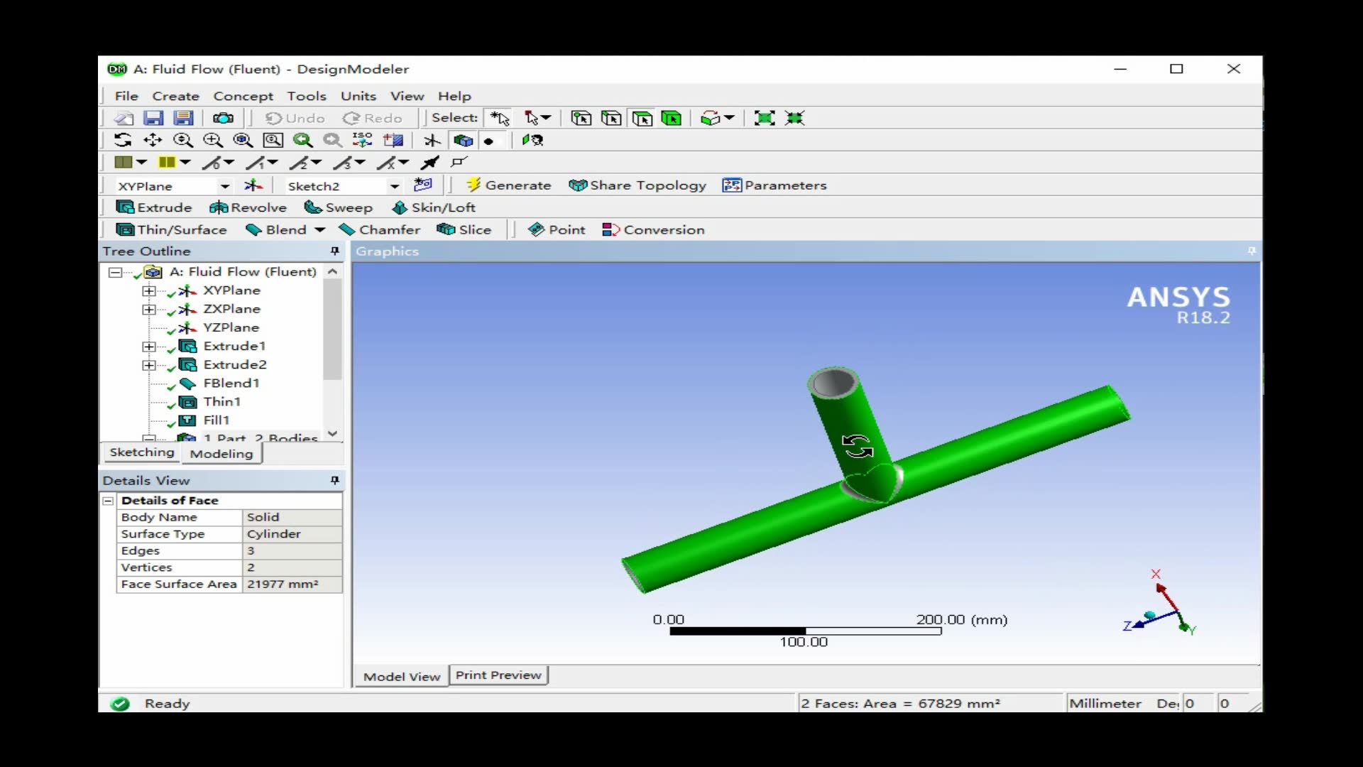热流体流经T型管道Fluent仿真