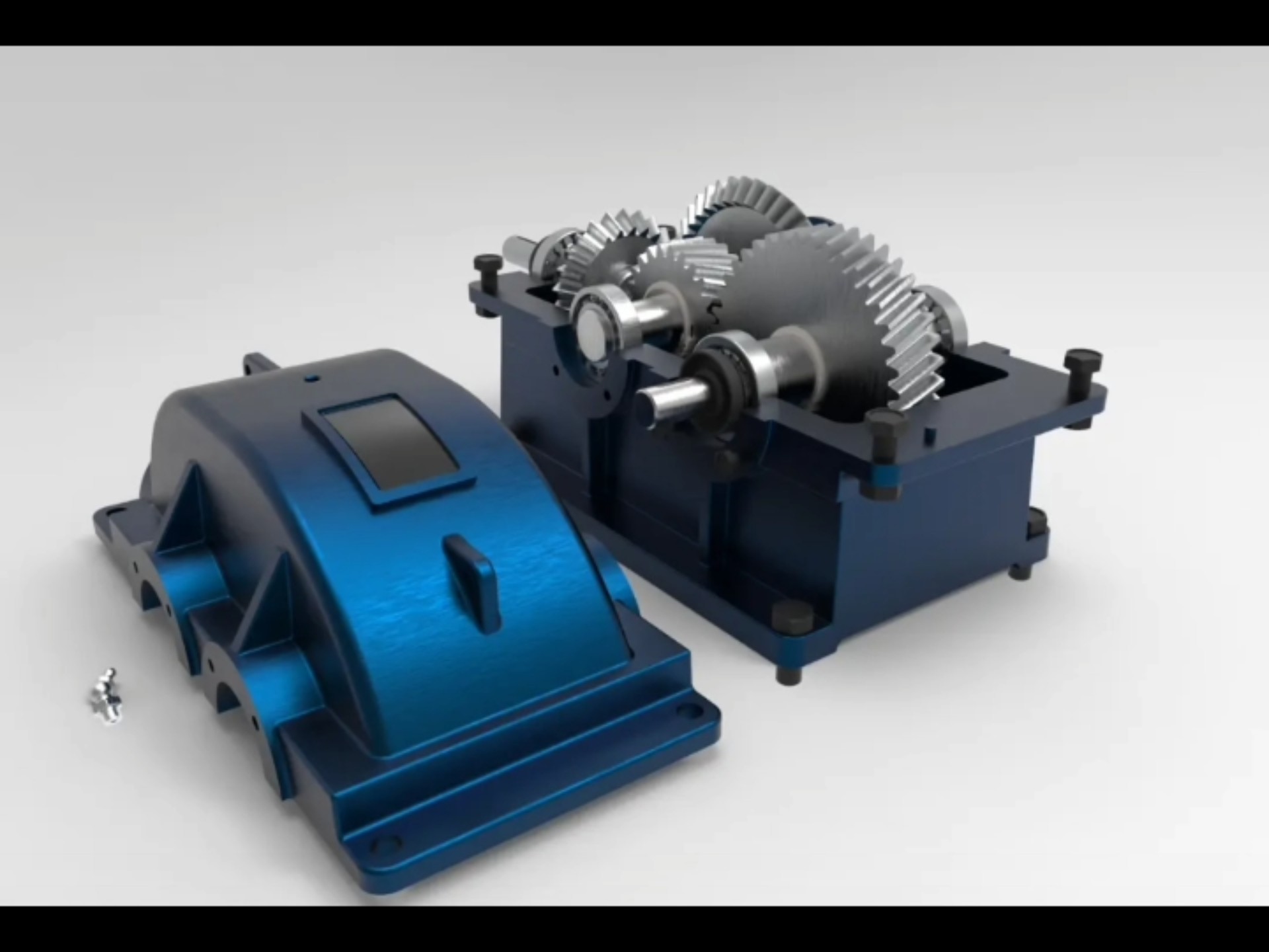 锥齿轮与斜齿轮组合减速箱增速变速器设计二三维模型图纸