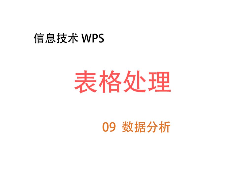 信息技术 09 WPS表格 数据分析