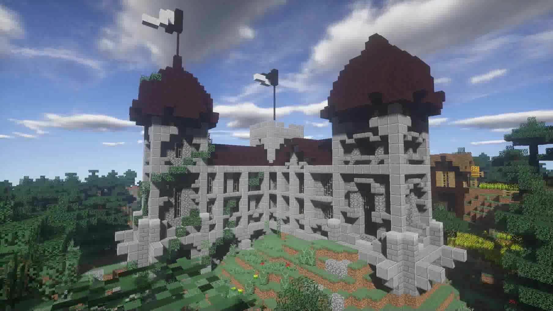 [我的世界]柠檬白的minecraft建筑教程《灰公爵城堡》 超级好看的庄园...