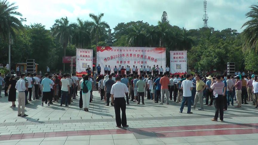 广西博白2020年消费扶贫展示展销会开幕式现场,县委书记县长出席