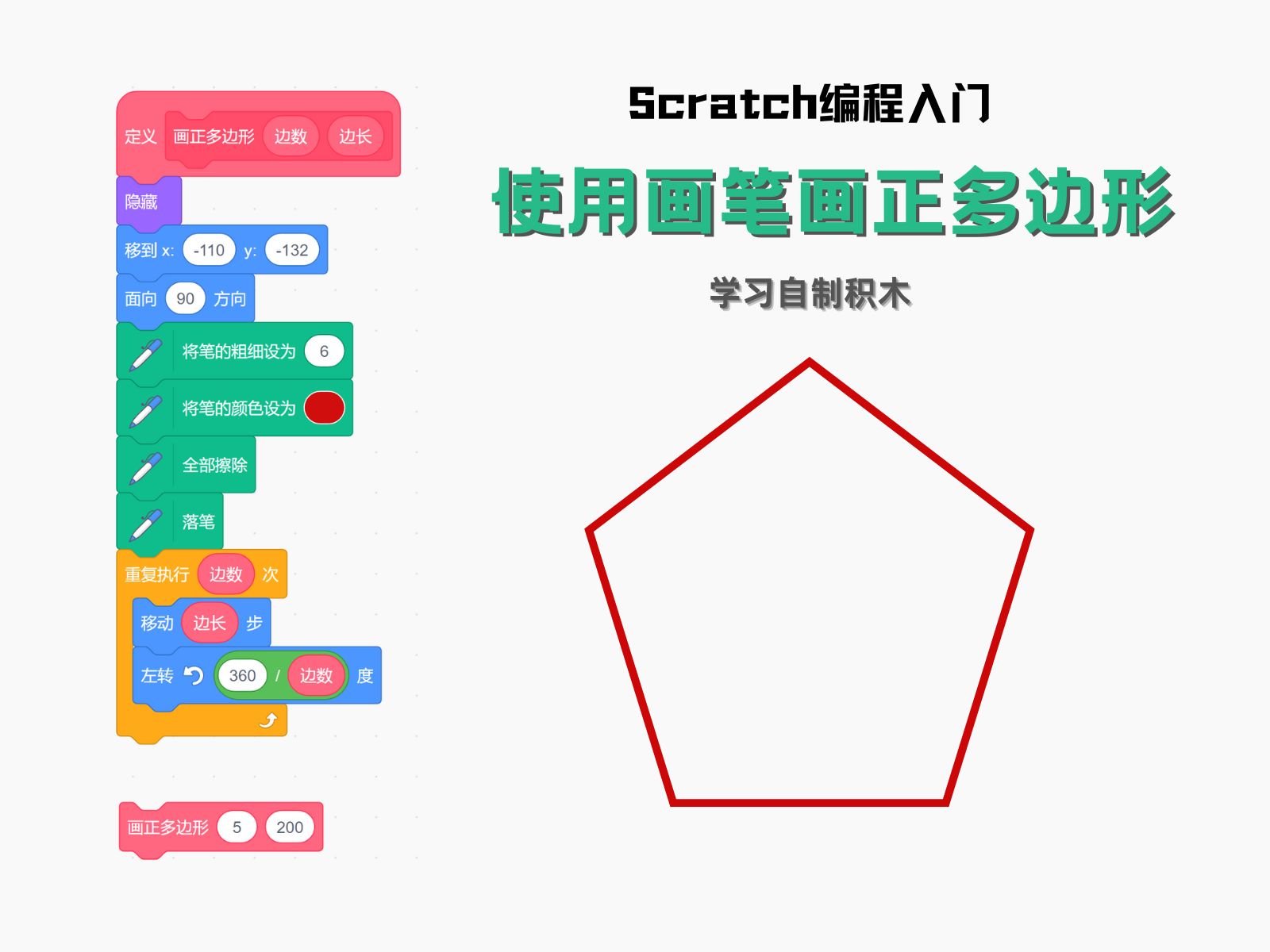 Scratch编程入门-14.使用画笔画正多边形